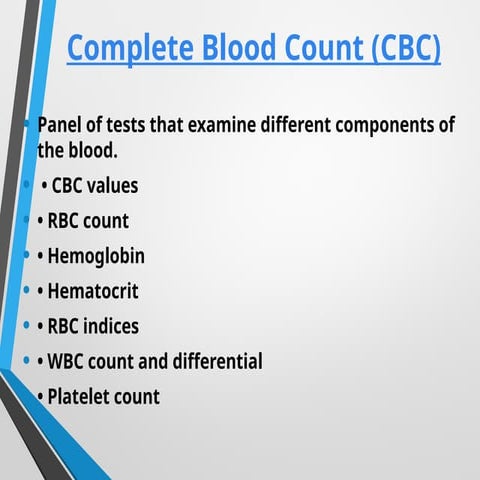 cbc presentation.pptx blood lab analysis | PPT | Free download