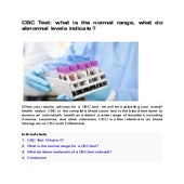 CBC Test_ what is the normal range, what do abnormal levels indicate | PDF