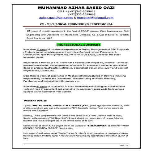 CV-Mechanical Engineer. | PDF