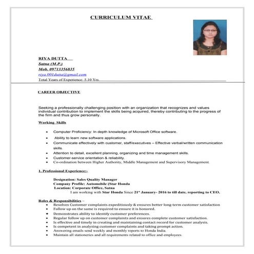 RIYA DUTTA CV | DOC