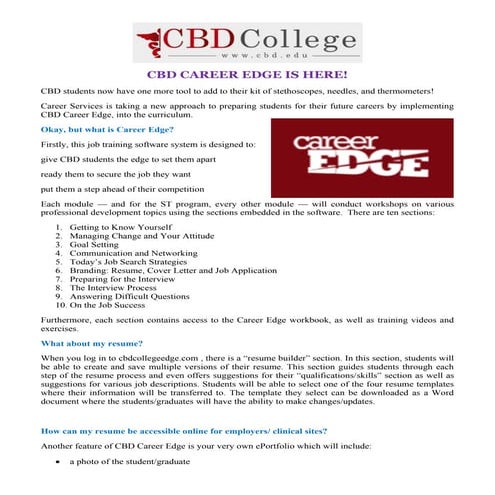 CBD CAREER EDGE IS HERE! | PDF