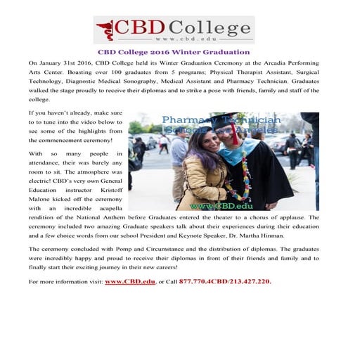 CBD College 2016 Winter Graduation | PDF