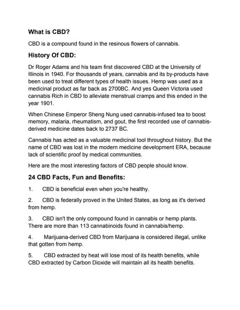 CBD 101 An Introduction to Cannabidiol | PDF | Herbs and Supplements | Alternative Medicine