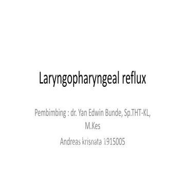 CBD Laryngopharyngeal Reflux | PPTX