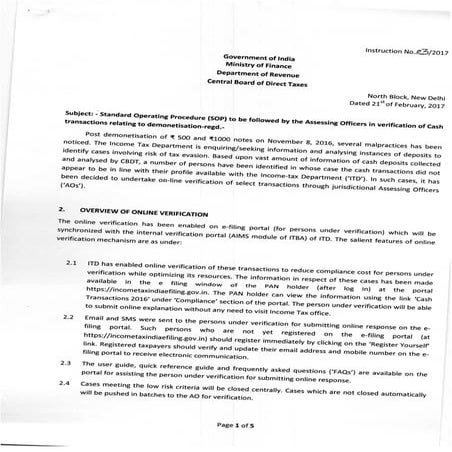 Cbdt instruction no. 3 of 2017 | PDF