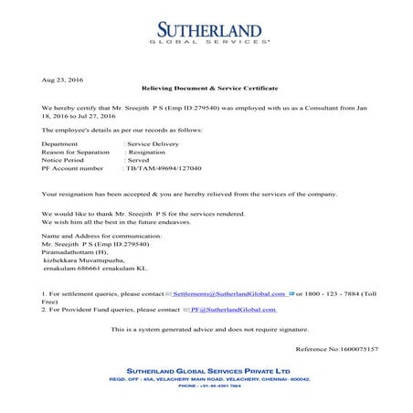 Service Certificate | PDF