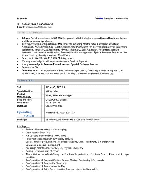 Resume - SAP MM | DOCX