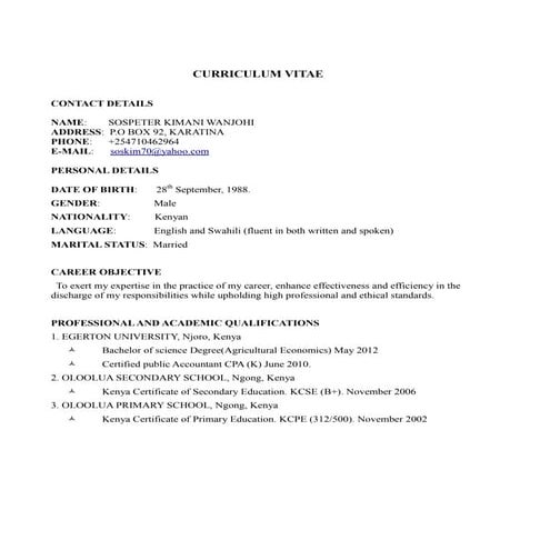 sospeter current cv | PDF