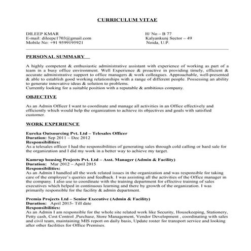 CV_Dileep_Singh[1] | DOC