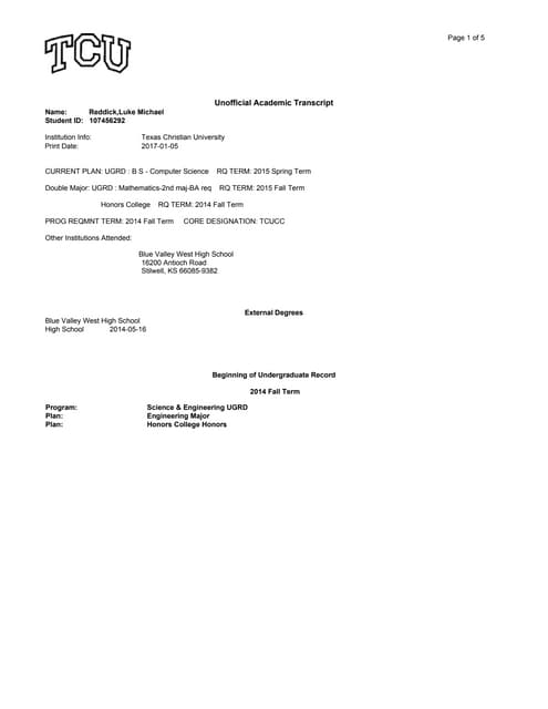 JP Navin Transcript | PDF | College Education | Education