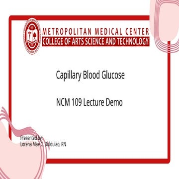 Capillary blood glucose monitoring Lec Demo | PPTX