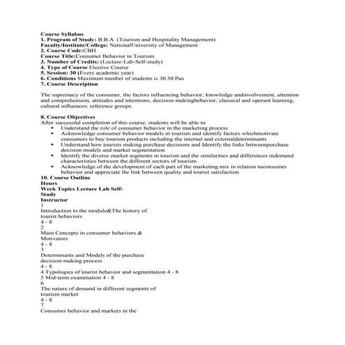 Cbh course syllabus | DOCX