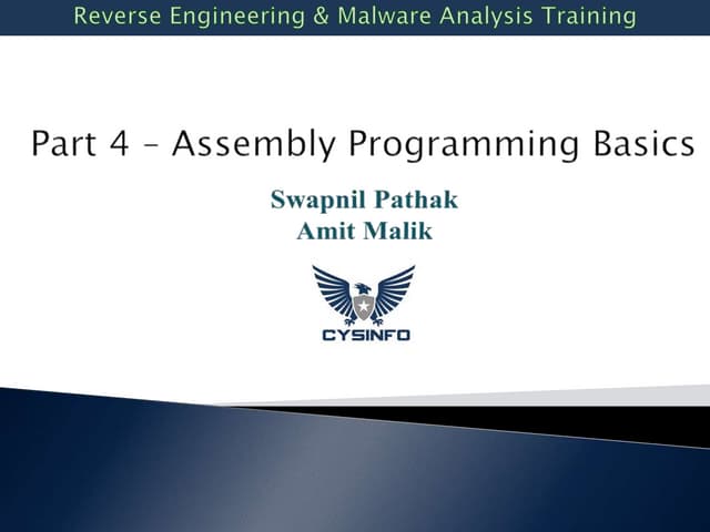 Reversing Malware Analysis Training Part4 Assembly Programming Basics Ppt