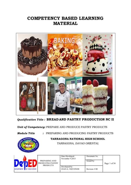 Competency Based Learning Materials - Bread and pastry production NC II | DOCX | Resume Writing ...