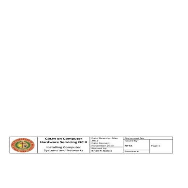 Cblm on computer hardware servicing nc ii | DOCX