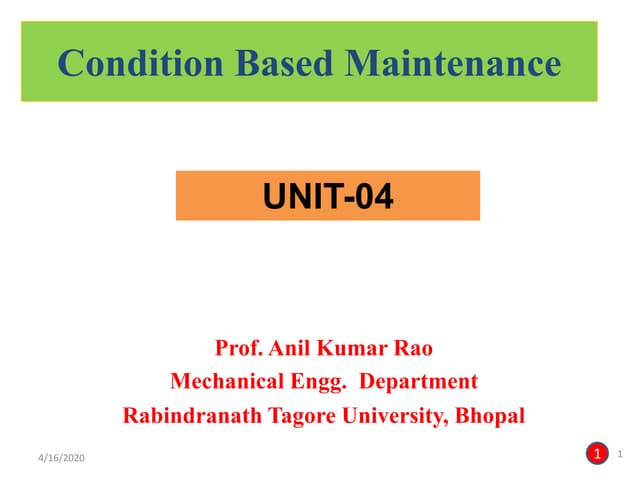 CONDITION BASED MAINTAINACE BASICS presentation | PPTX