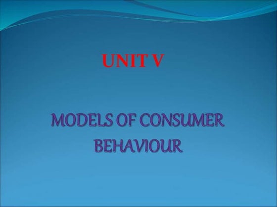 Models of consumer behavior | PPTX
