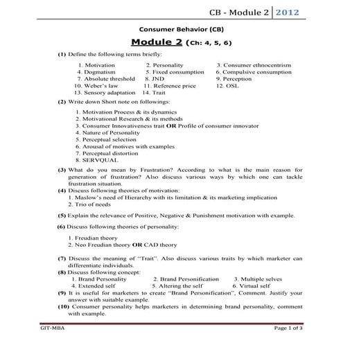 Cb module 2 question bank 2012 | PDF