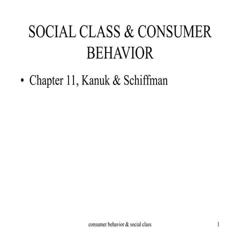 Consumer Social Class and Consumer Behavior schiffman11.ppt