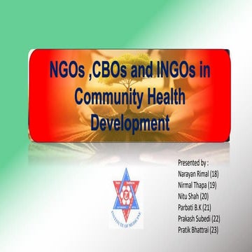 CBOS NGOS INGOS in Community Health Development | PPT