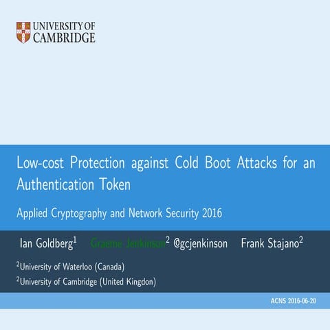 Low-cost Protection against Cold Boot Attacks for an Authentication ...
