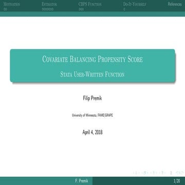 Covariate balancing propensity score STATA user written code by Filip Premik | PDF