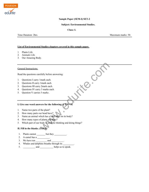 Human Body Class 2 EVS Worksheet.pdf