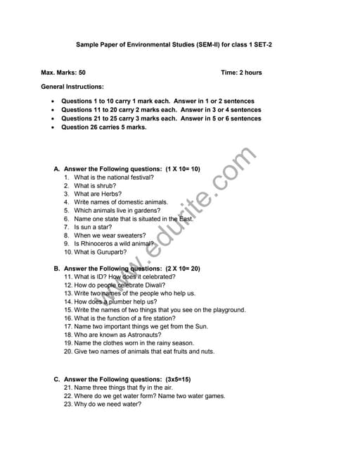 Class 2 ICSE Maths Sample Paper Model 2 | PDF
