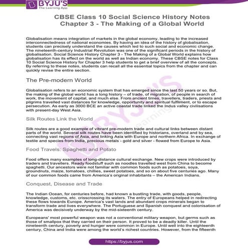 History - Class 10 - Making a Global World - Inter disciplinary project ...