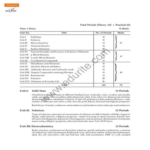 Class 12 Cbse Chemistry Syllabus 2014 | PDF