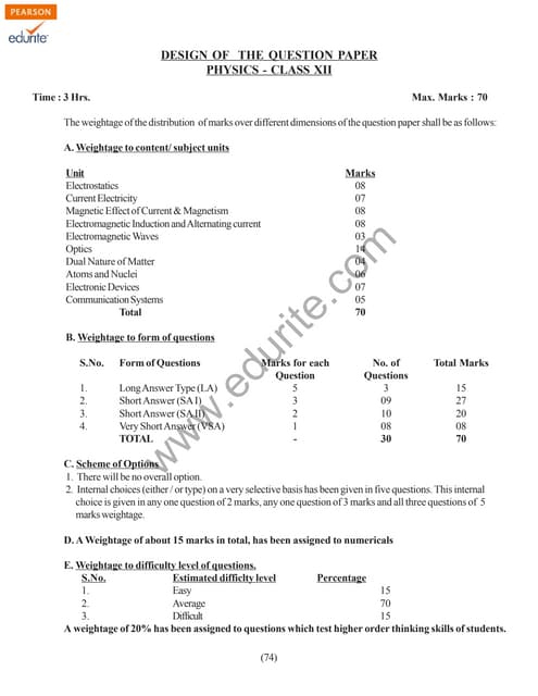 Class 12 Cbse Physics Sample Paper 2013 Model 1 | PDF