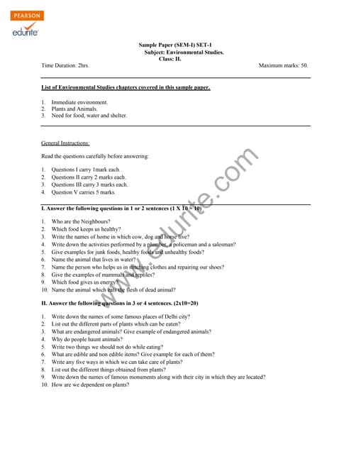 Class 2 CBSE Maths Sample Paper Term 1 Model 1 | PDF | Education