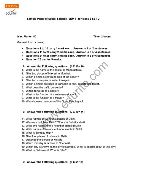 Class 2 CBSE Maths Sample Paper Term 1 Model 1 | PDF | Education