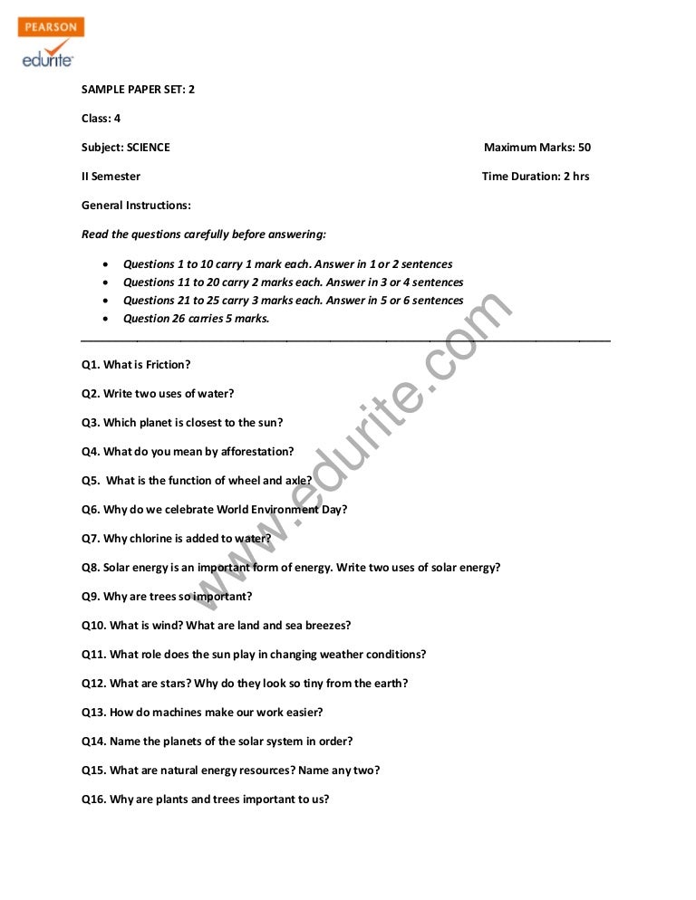 Class 4 Cbse Science Sample Paper Term 2 Model 2 class-4-cbse-science-sample-paper-term-2-model-2