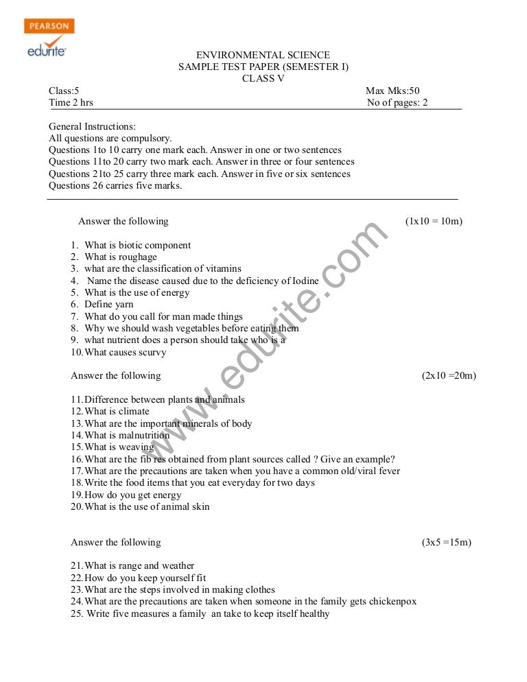 Class 5 Cbse EVS Sample Paper Term 1 Model 2 class-5-cbse-evs-sample-paper-term-1-model-2