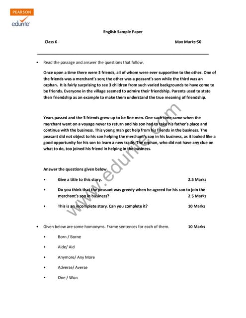 Class 2 ICSE Maths Sample Paper Model 2 | PDF