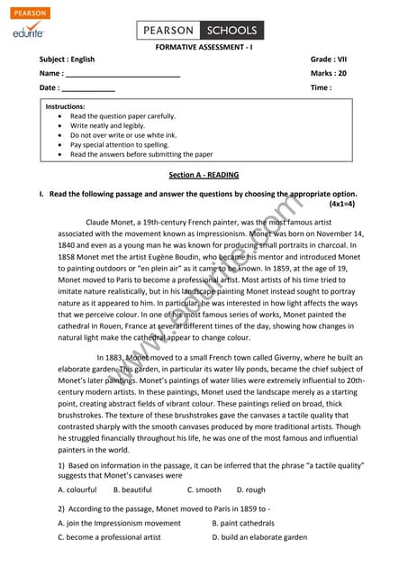 Class 7 Cbse English Sample Paper Model 3 class-7-cbse-english-sample-paper-model-3