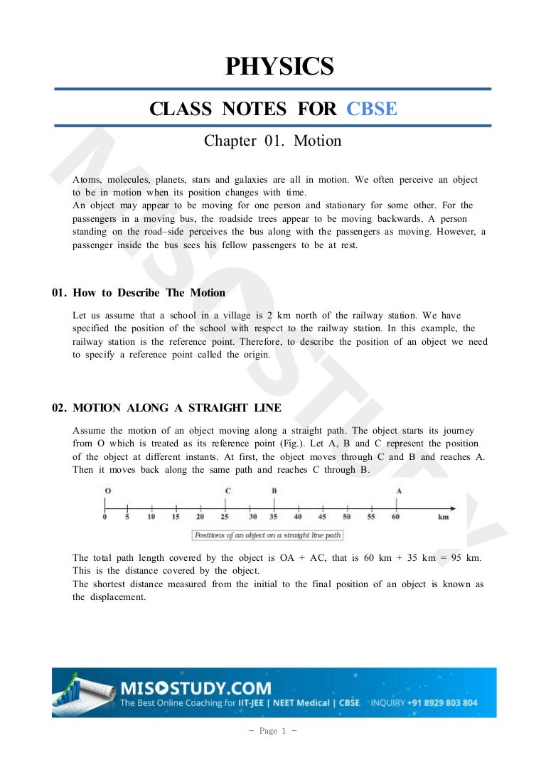 Motion Physics Class 9th Class Notes For CBSE 2020 motion-physics-class-9th-class-notes-for-cbse-2020