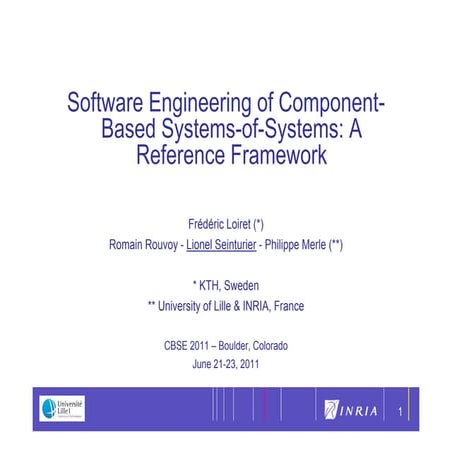 Software Engineering Of Component Based Systems Of Systems A Reference 6220