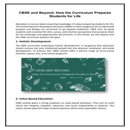 Understanding the CBSE Curriculum: A Guide for Parents and Students | PDF