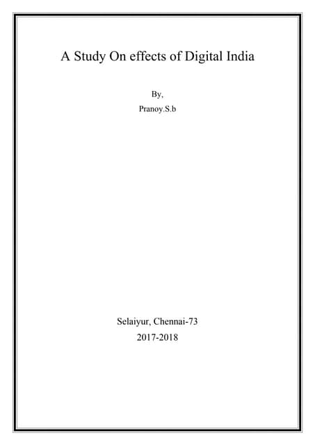 CBSE economics Project class 12 Digital India | PDF