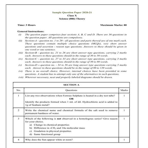 Cbse sample paper | PDF