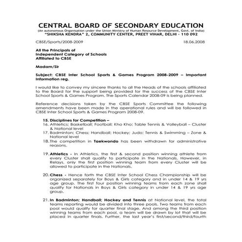 Cbse sports important changes in rules | PDF