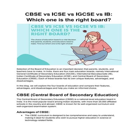 CBSE vs ICSE vs IGCSE vs IB: Which one is the right board? | PPTX