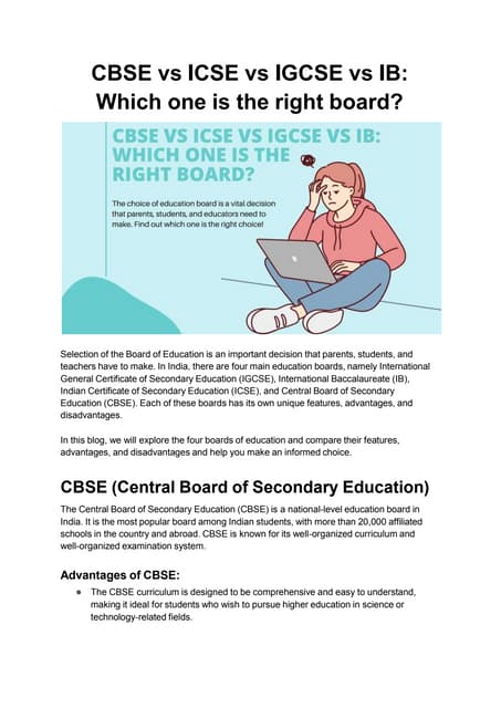 Differences in School Boards in India (State/CBSE/ICSE/IGCSE/IB) | PPTX