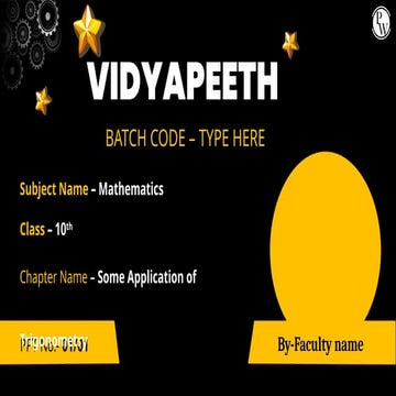 Cbse X Some Applications Of Trigonometry 1 Pptx