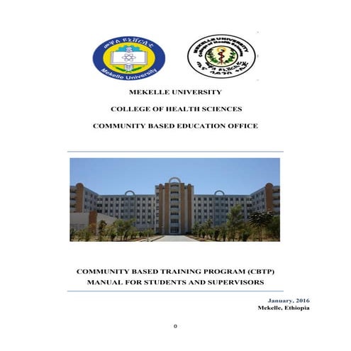 Community Based Training Program (CBTP) manual of College of Health ...