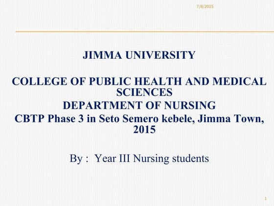 Community Based Training Program (CBTP) manual of College of Health ...