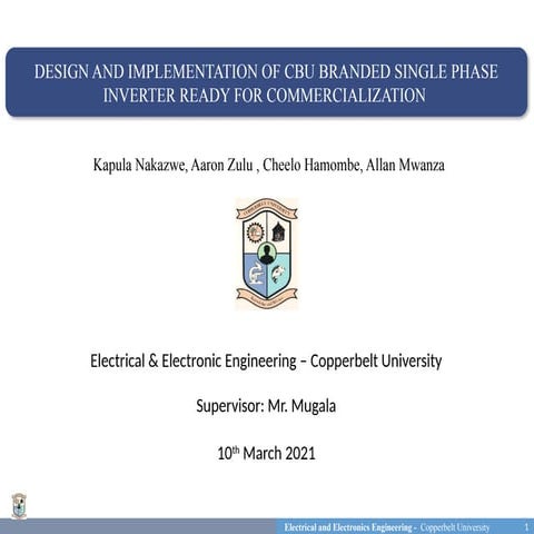 Design and Commercialization of a CBU Branded Single Phase Pure Sine ...
