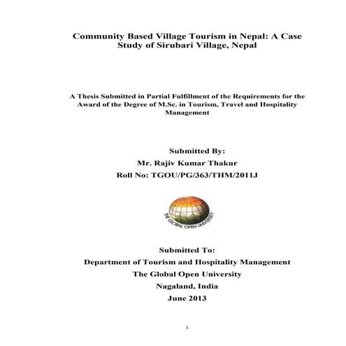 Community Based Village Tourism in Nepal: Case Study of sirubari | PDF